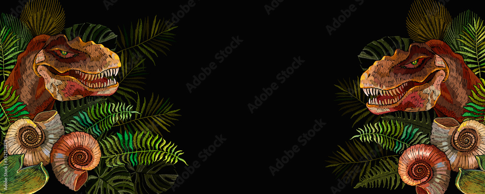 Prehistoric life of dinosaurs.Template for design. Tyrannosaurus rex ...