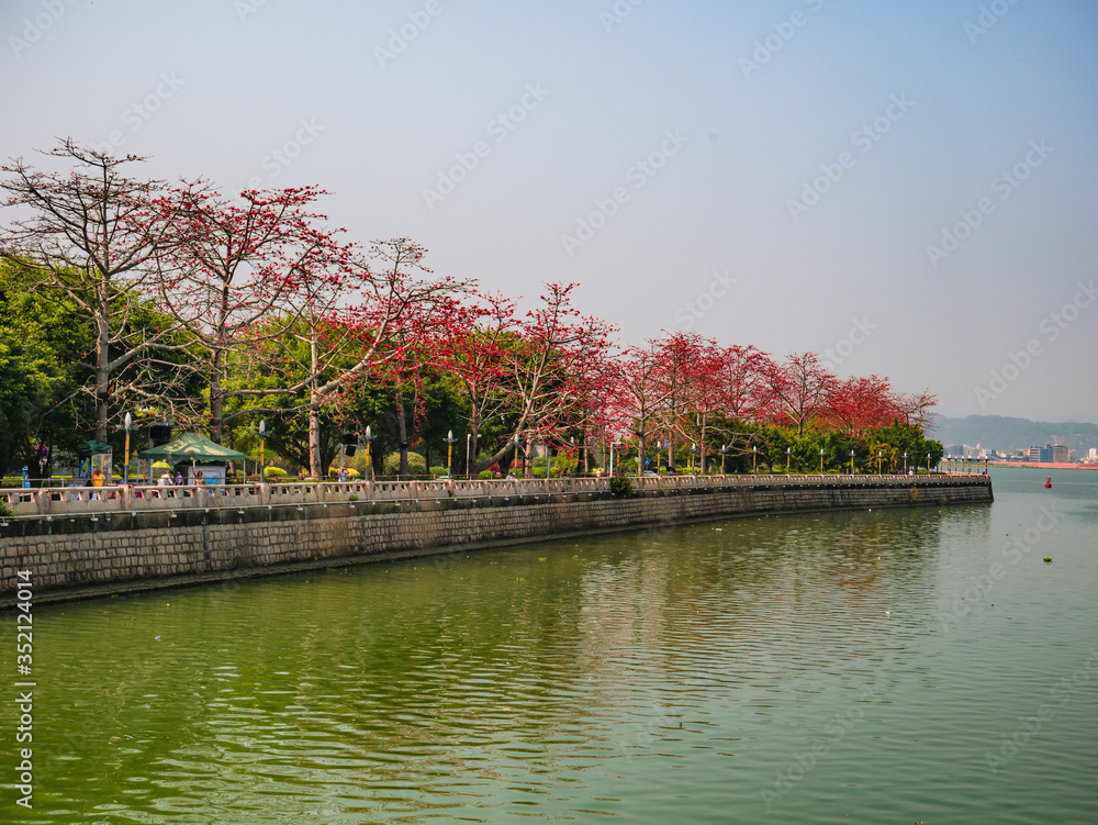 Beautiful scenery of Han river on guangji bridge in Chaozhou City China ...