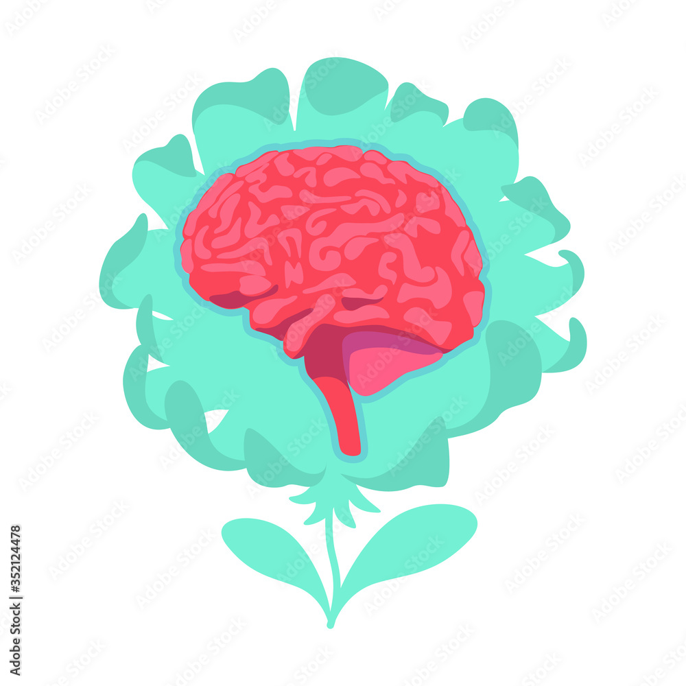 Anatomical brain flat concept vector illustration. Neurological central ...