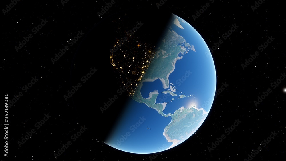 realistic united states of america from space, night usa from space ...