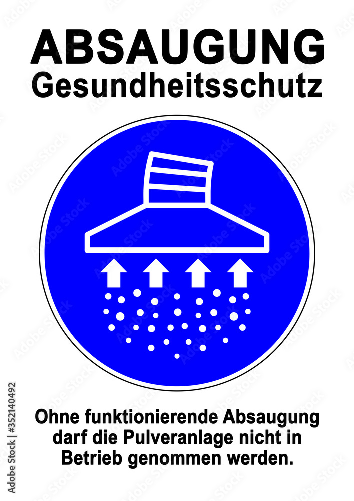 ks748 Kombi-Schild - german - ABSAUGUNG Gesundheitsschutz - Ohne ...