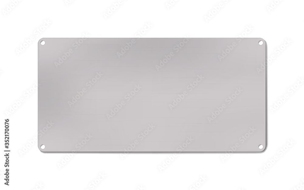 Blank metal plate, vector illustration. Empty gray metallic signboard ...
