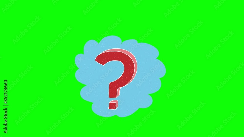 question mark hand drawn green screen. floating loop animation Stock ...