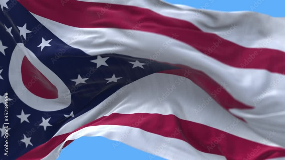 Video Stock 4k Ohio flag;State in United States America;cloth texture ...