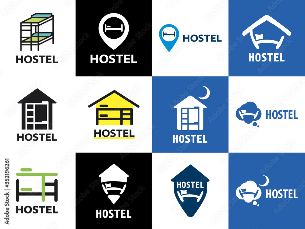 Vector logo of the hostel and hotel Stock Vector | Adobe Stock