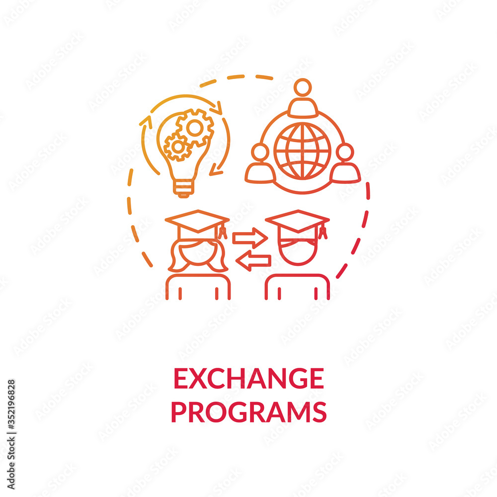 Exchange programs concept icon. International education. School and ...