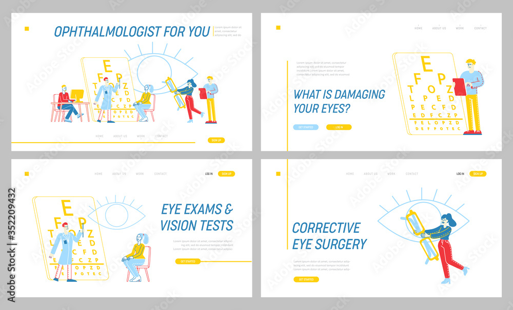 Professional Optician Exam Landing Page Template Set. Vision Treatment ...
