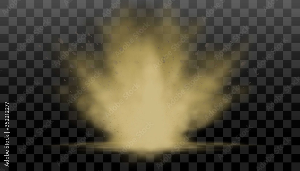 Vector realistic collection of dust and smog or fog explosion on ...