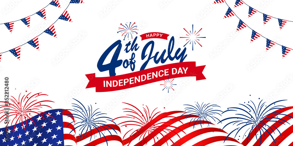 Happy 4th Of July Fireworks Banner
