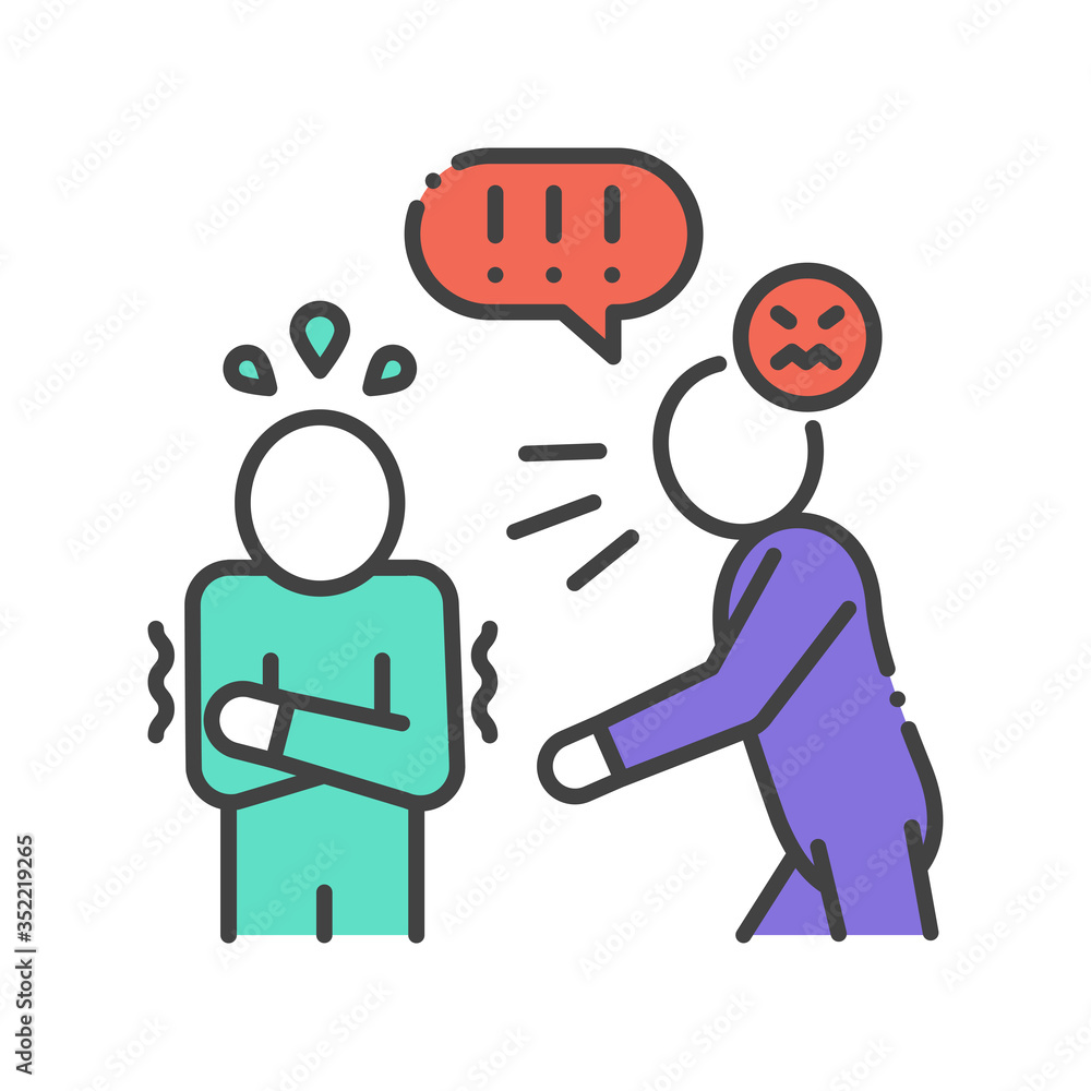 Intimidation color line icon. Verbal bullying. Harassment, and violence ...