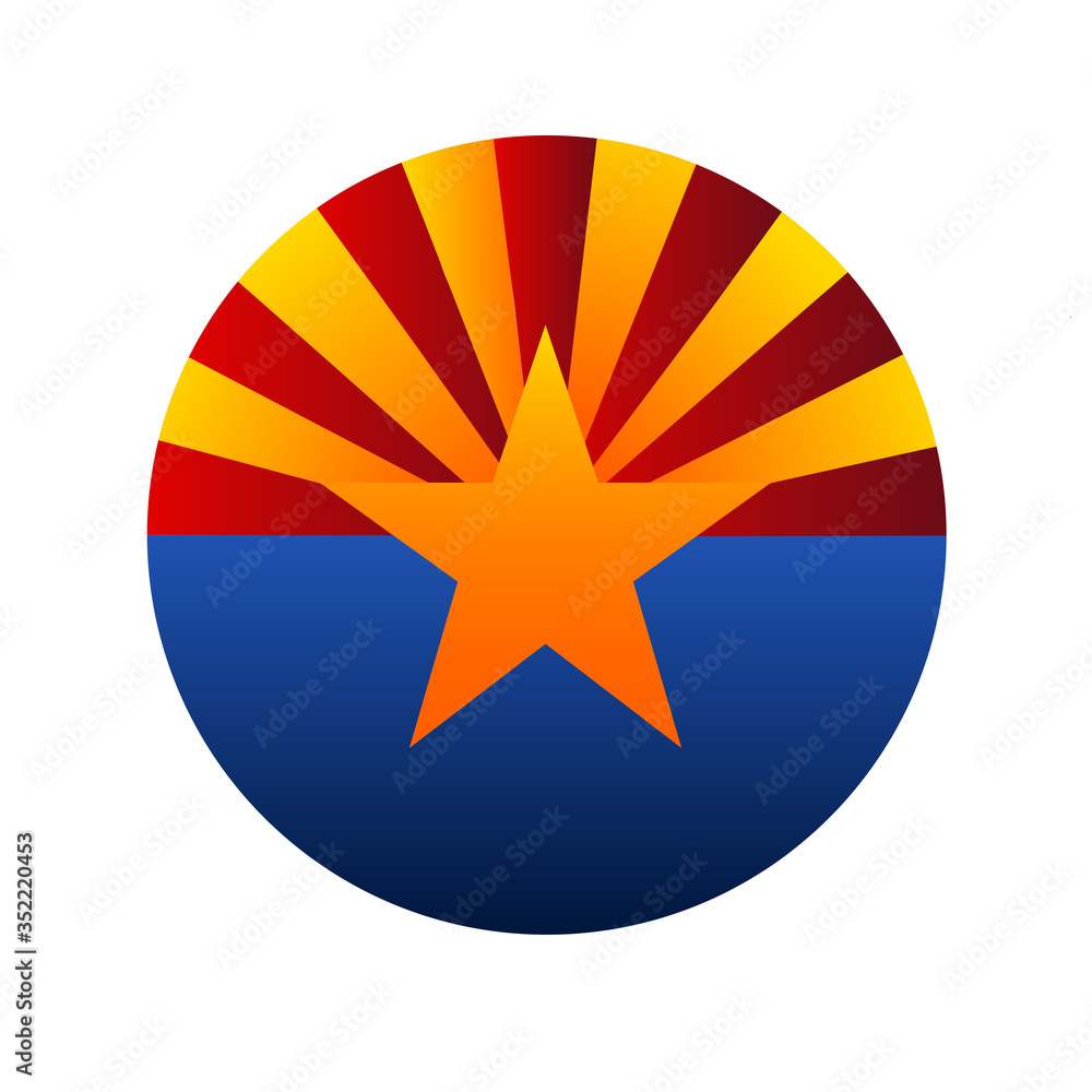 Round flag of Arizona with gradient colors. Template for background ...