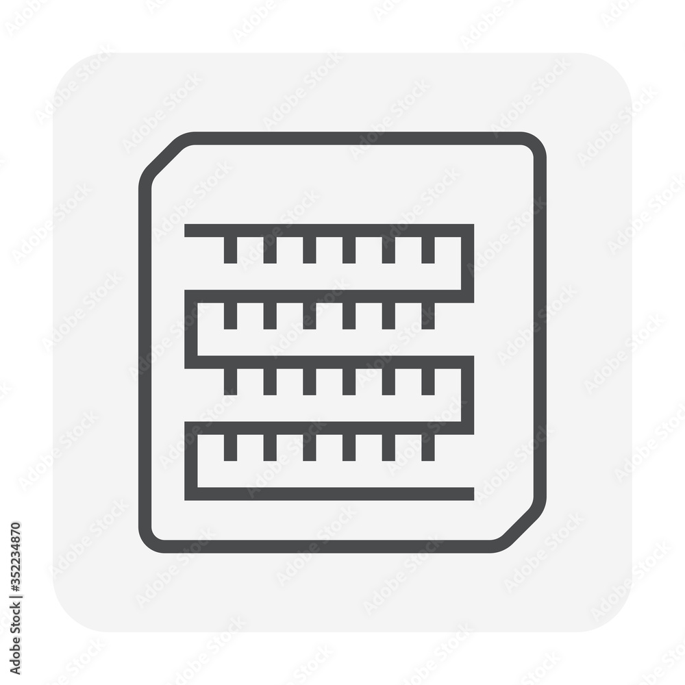 Condenser coil vector icon consist of copper or aluminium tubes, fins ...