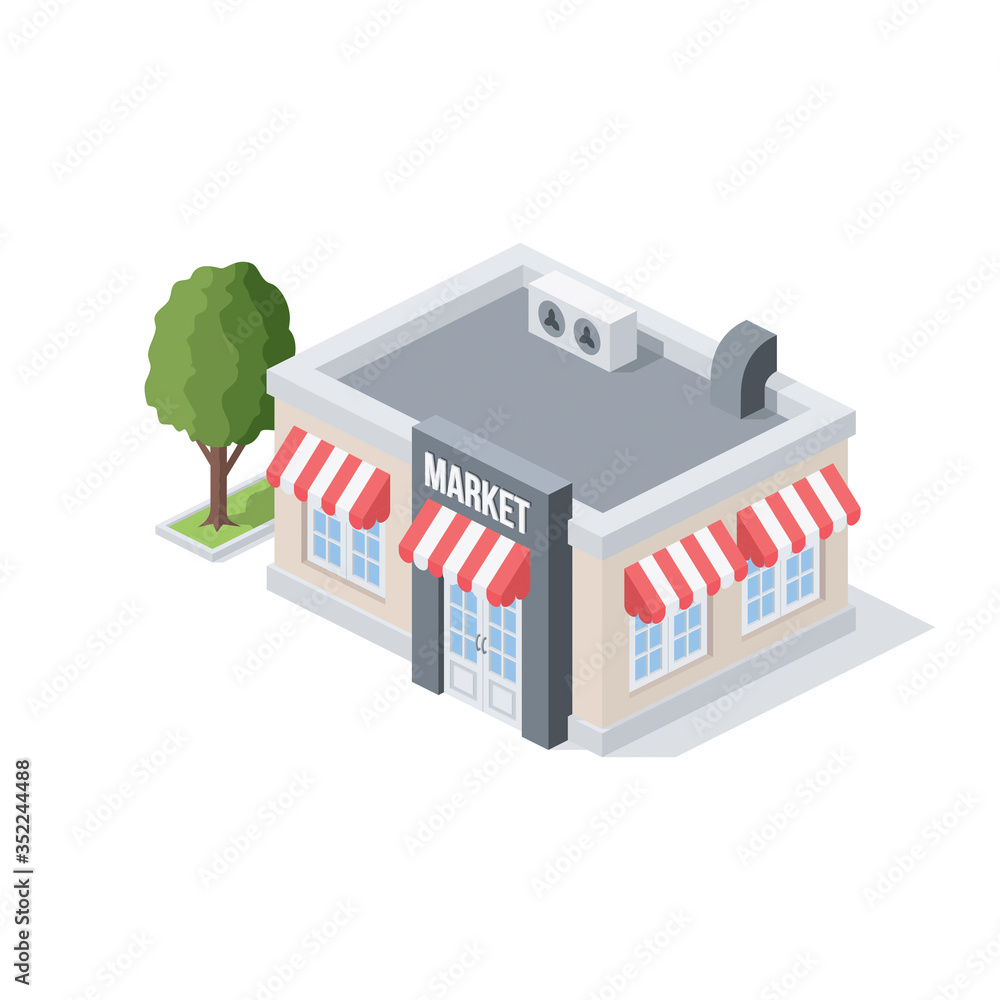 Market Building Vector