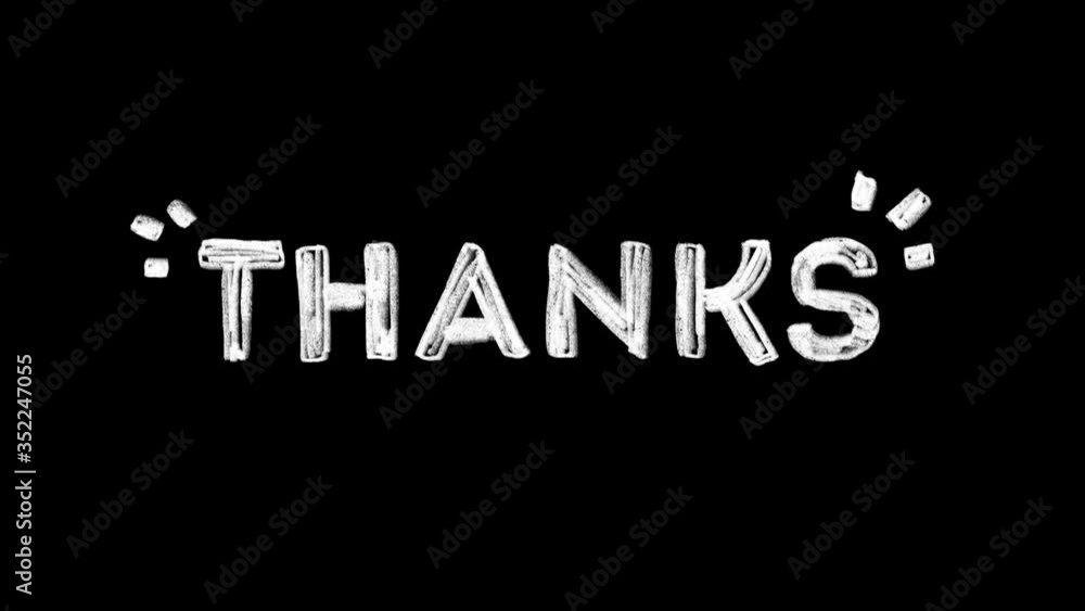 Animated phrase Thanks. Moving hand drawn text message. HD 2d cel loop ...