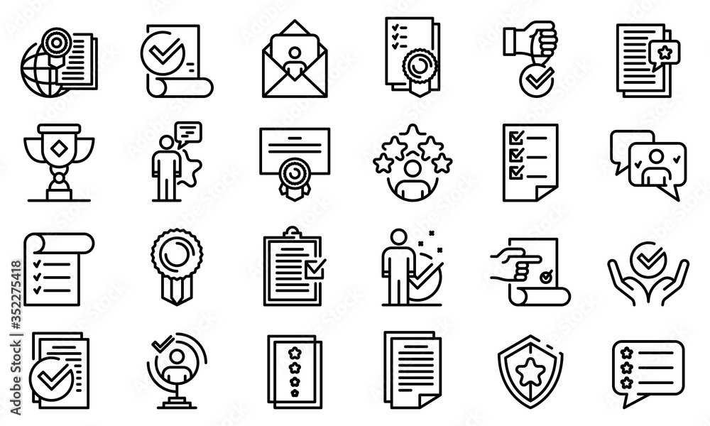 Attestation service icons set. Outline set of attestation service ...
