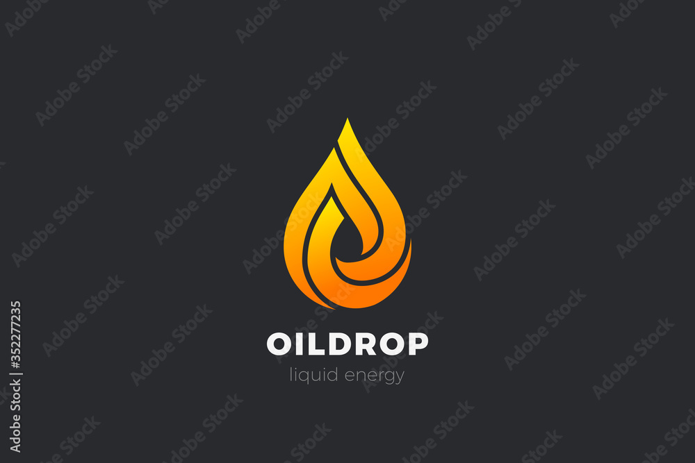 Liquid Fire Oil Droplet Drop Logo design vector template. Aqua Drink ...