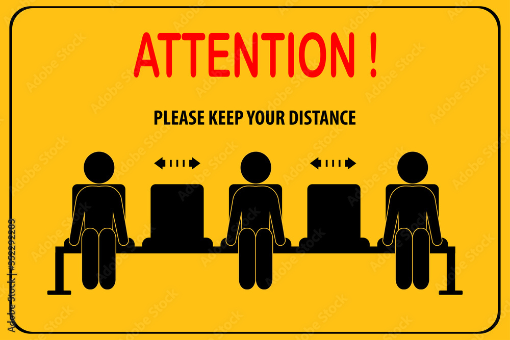 social distancing sign, keep distance when sitting in a chair, clip art ...