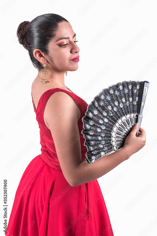 Vestido tradicional mexicano en color rojo para bailar danzón Stock ...