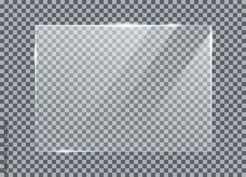Glass plate on transparent background. Realistic window mockup with ...