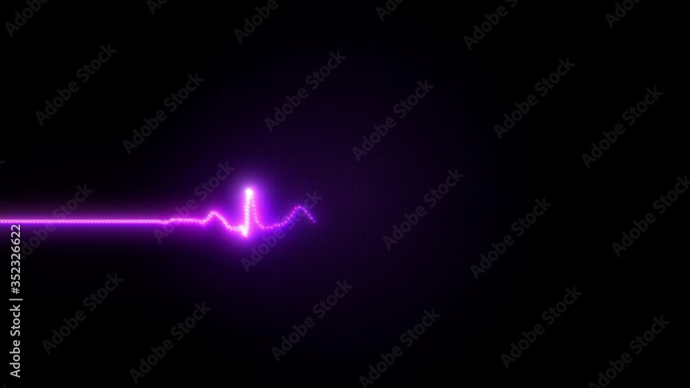 Neon line shows heartbeat isolated. Heart rates light sign on display ...