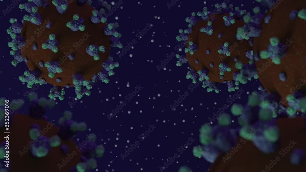 Multiple 3D rendered COVID-19 novel coronavirus virus microscopic ...