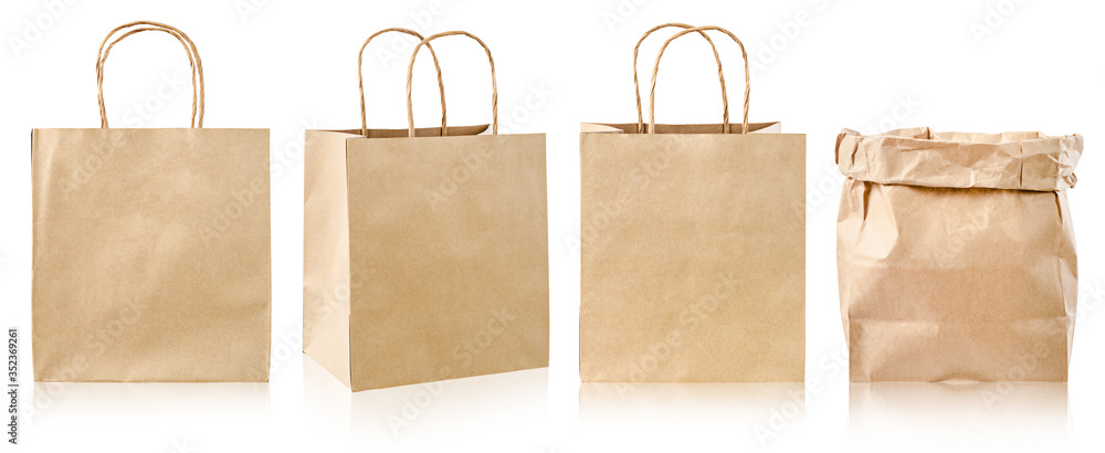Set of vintage paper bag isolated on white background. Stock Photo ...