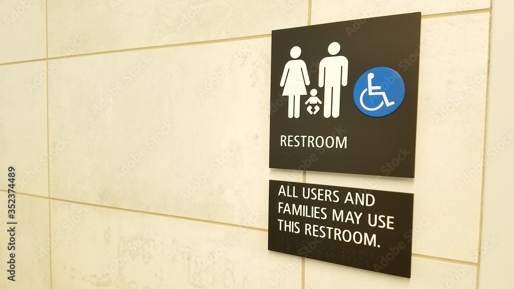 Signage for Family restroom in public area Stock Photo | Adobe Stock