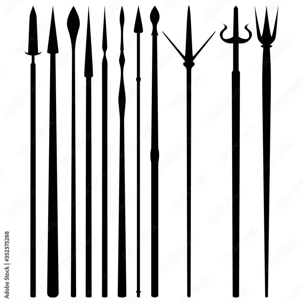 Vetor de A set of eleven different types of medieval copies ...