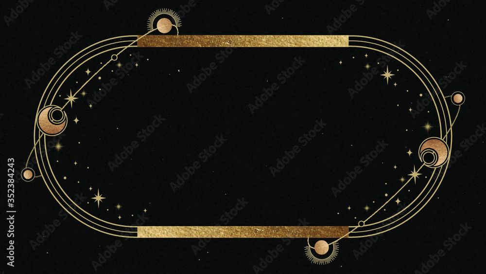 Mystical golden frame on black background vector Stock Vector | Adobe Stock