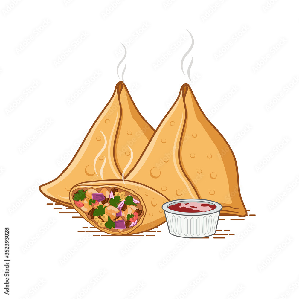 Samosa vector illustration on white background Stock Vector | Adobe Stock