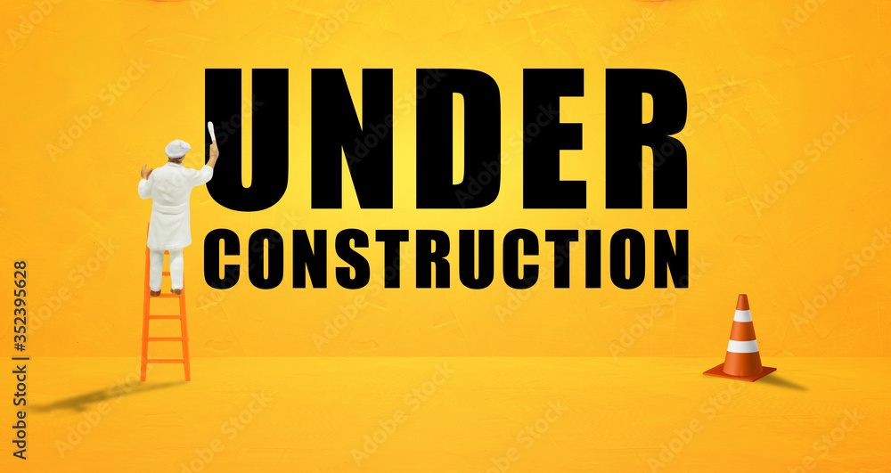 Under Construction and Building Concept : Miniature people as painter ...