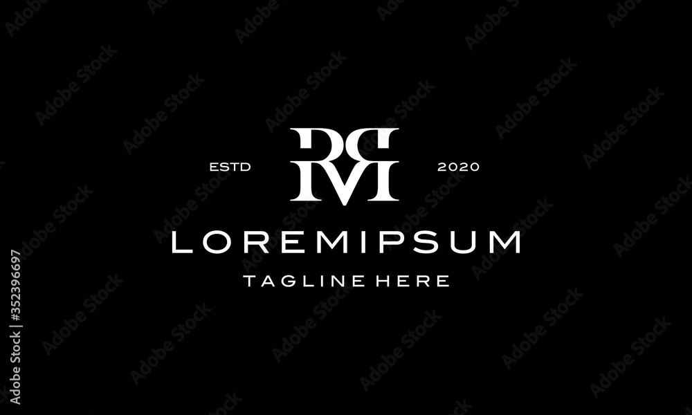 initial letter R and M with vintage style logo design template Stock ...