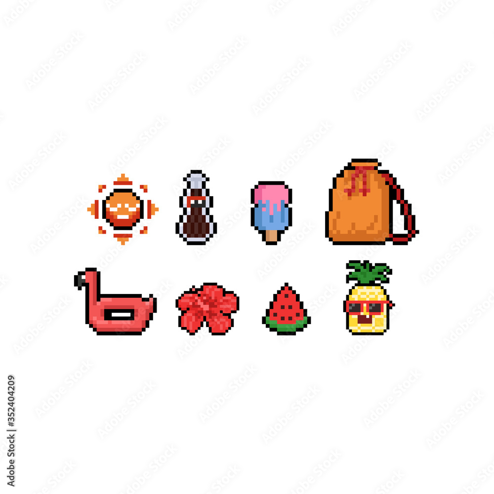 Pixel art tropical summer icon design. Stock Vector | Adobe Stock