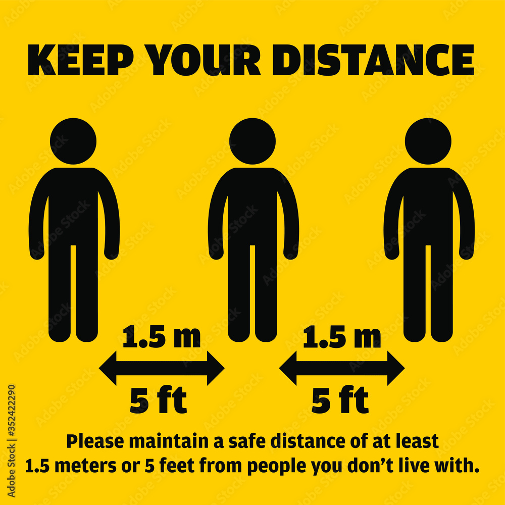 Vetor de Social Distance Pictogram. Maintain 1.5 meters or 5 feet from ...