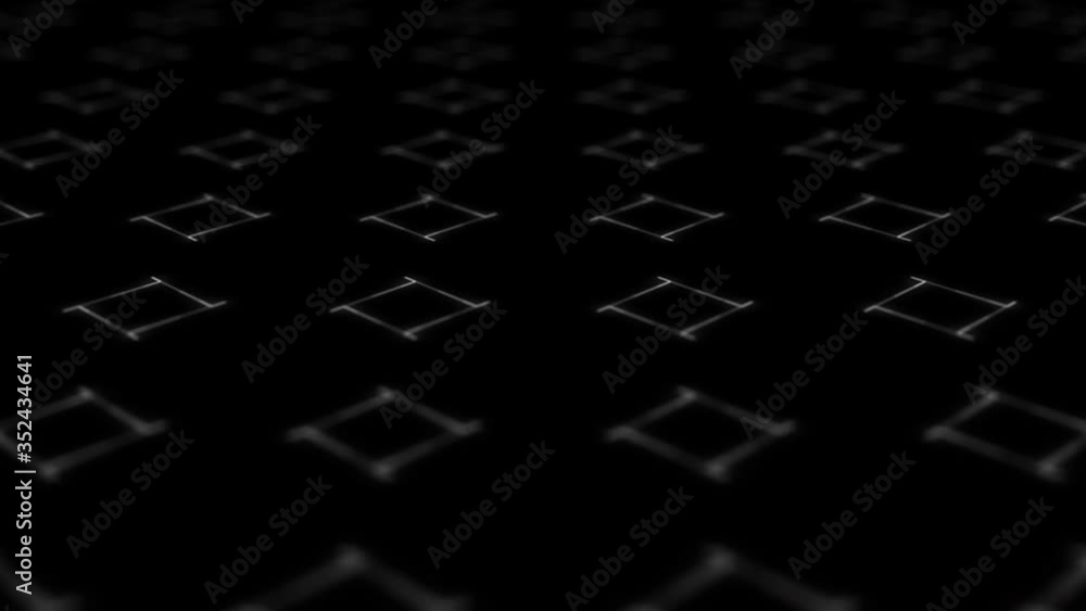 Dynamic animated background with geometric patterns of white lines on a ...