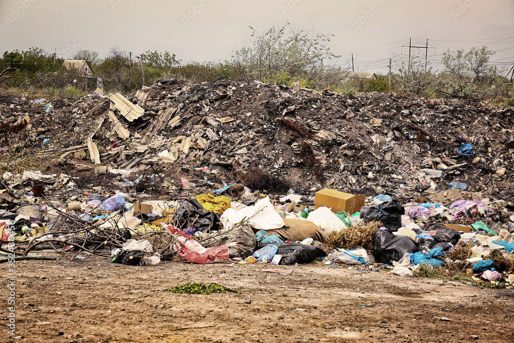 View of landfill outdoors. Concept of soil pollution Stock Photo ...