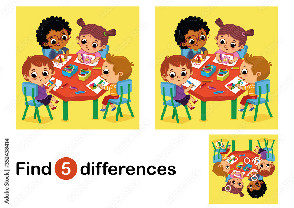 Find 5 differences education game for children. Vector illustration ...