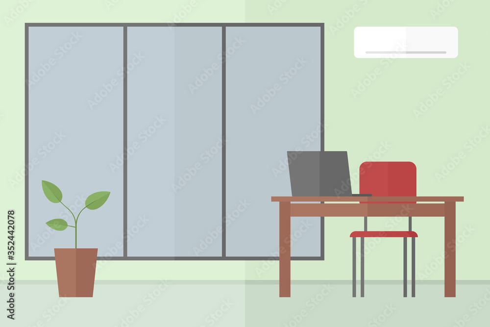 Office background. No people. Vector illustration. Stock Vector | Adobe ...