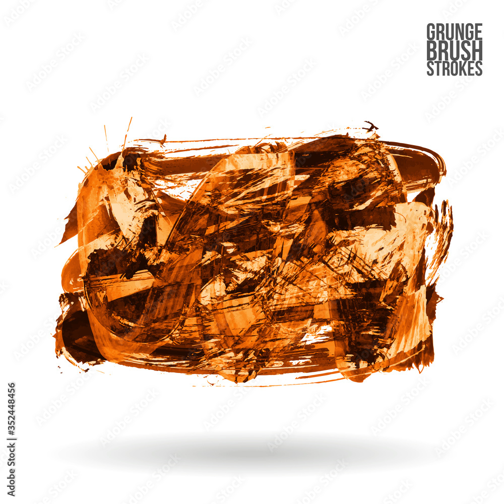 Orange brush stroke and texture. Grunge vector abstract hand - painted ...