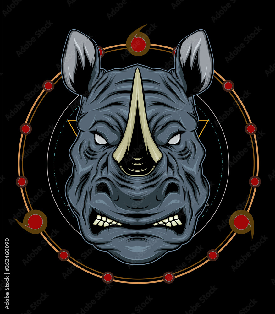 rhino logo design mascot with modern illustration concept style for ...