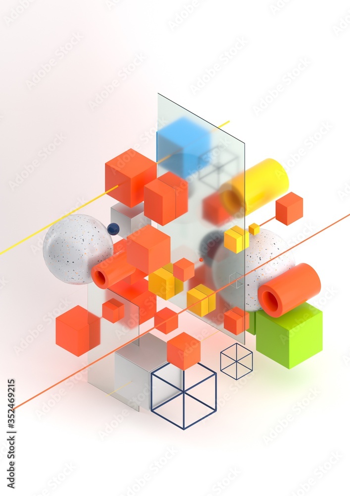 Abstract 3d render visualization background, template modern ...