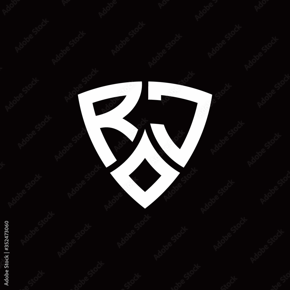 RJ monogram logo with modern shield style design template Stock Vector ...