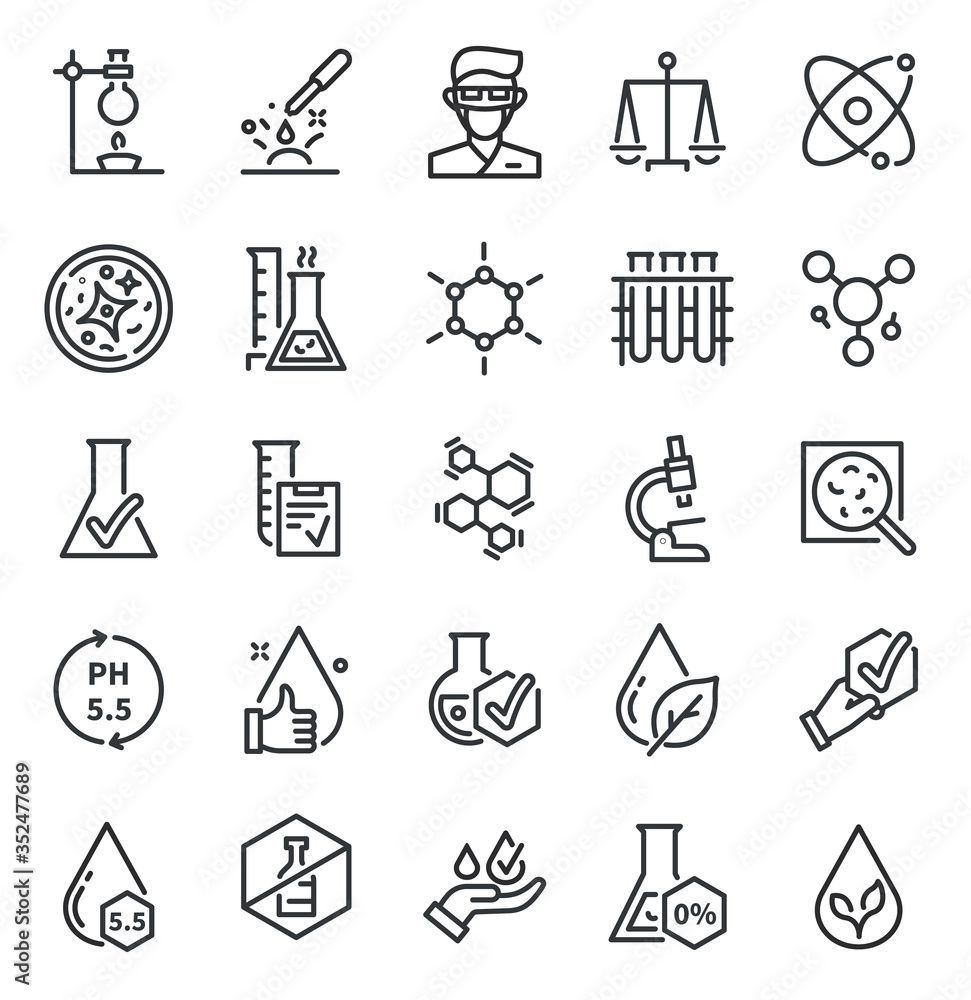 Quality tested icons. Dermatology, artificial free or hypoallergenic ...