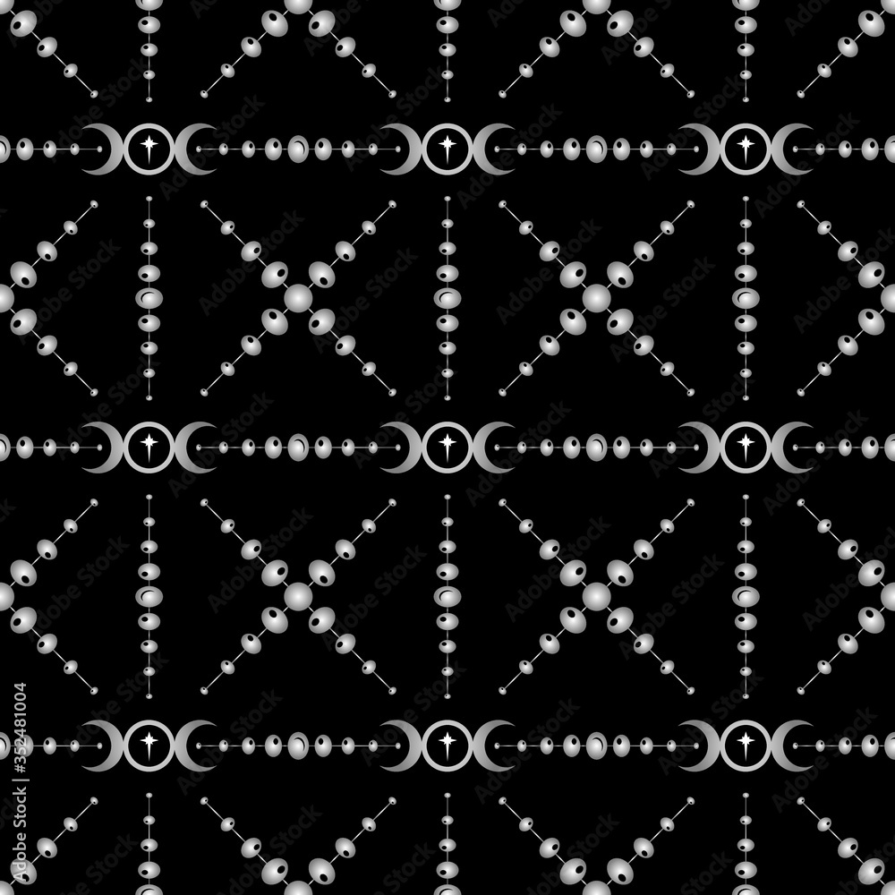 Seamless repeating pattern of the Triple Moon symbol icon with a star ...