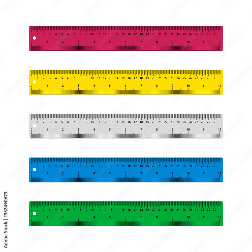 Ruler for school. Plastic ruler isolated on white background. Scale ...