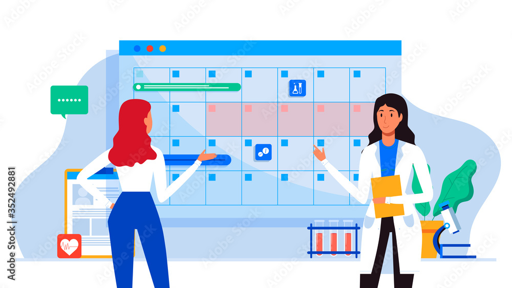 Make an appointment with an online doctor. On the calendar selects date ...