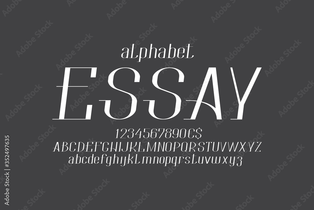 Essay italic font. Uppercase and lowercase letters, numbers and ...