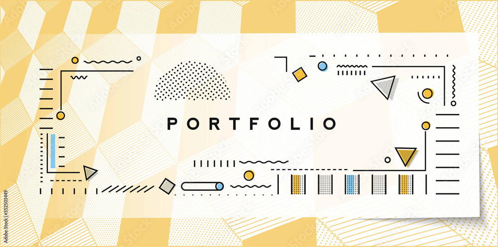 Abstract banner with Portfolio Calligraphic line art text poster vector ...