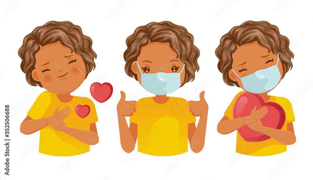 Caring icon set. Care reactions emoticon. Character of girls, gestures ...