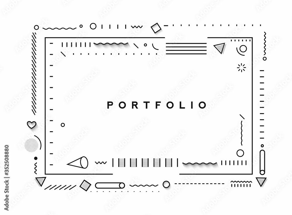 Abstract banner with Portfolio Calligraphic line art text poster with ...